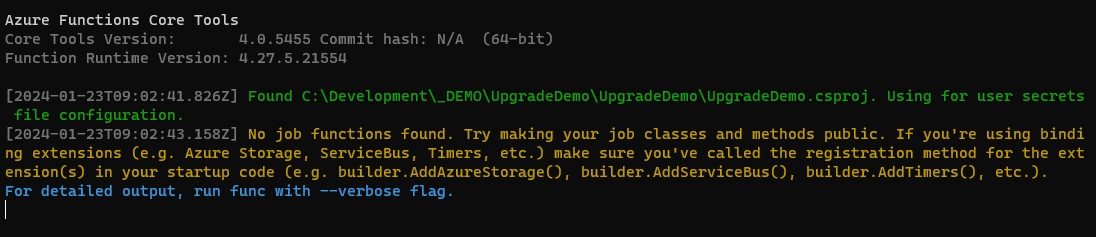 No job functions found after Azure functions upgrade | Simon Holman